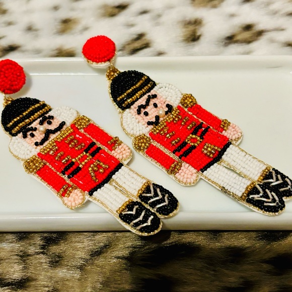 Jewelry | Red Nutcracker Beaded Earrings | Poshmark